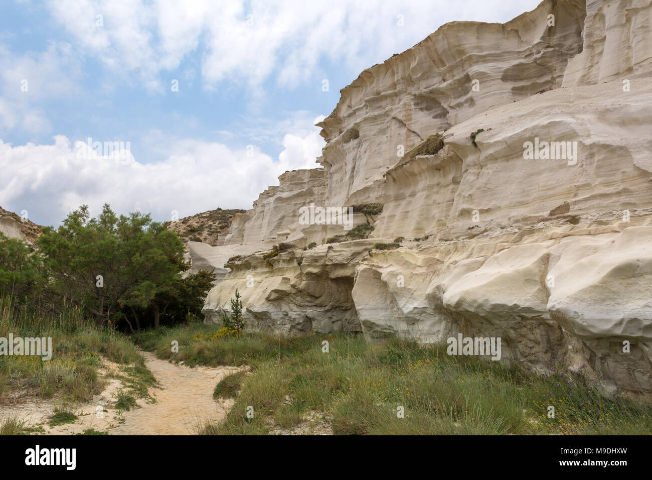 Volcanic rocks of Sarakiniko beach on Milos island. Cyclades, Greece ...