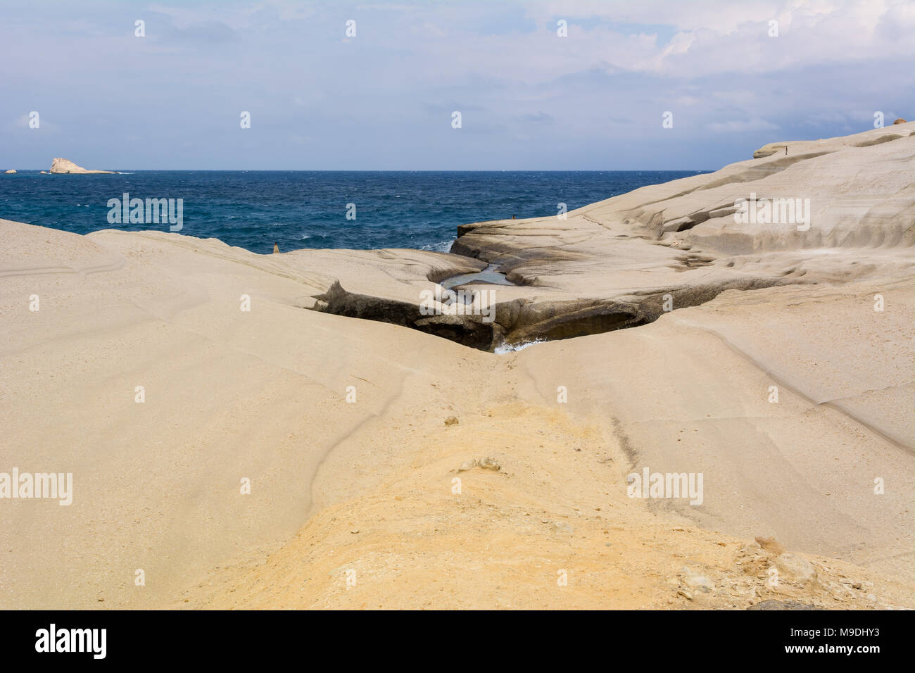 Volcanic rocks of Sarakiniko beach on Milos island. Cyclades, Greece ...