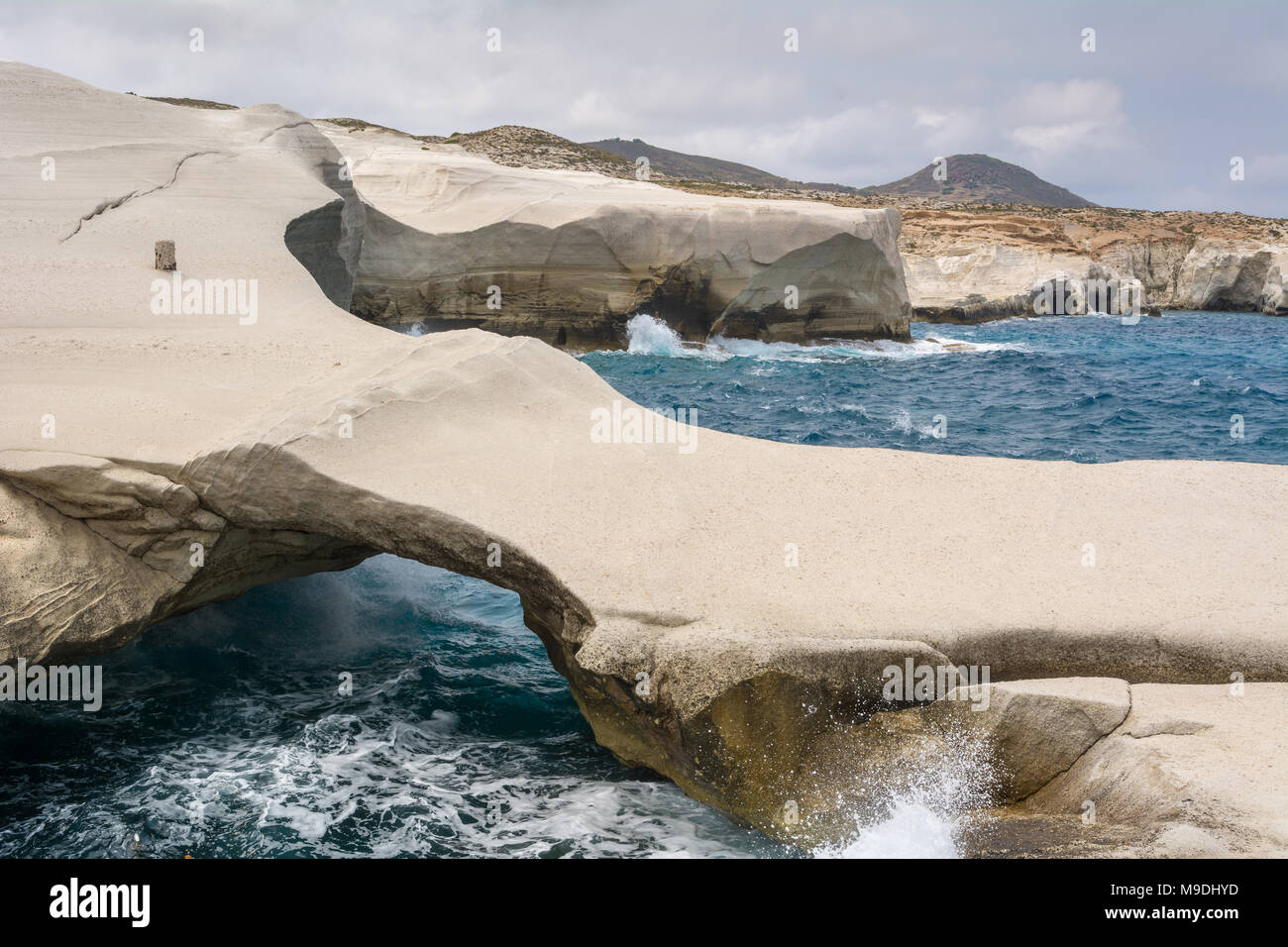 Volcanic rocks of Sarakiniko beach on Milos island. Cyclades, Greece ...