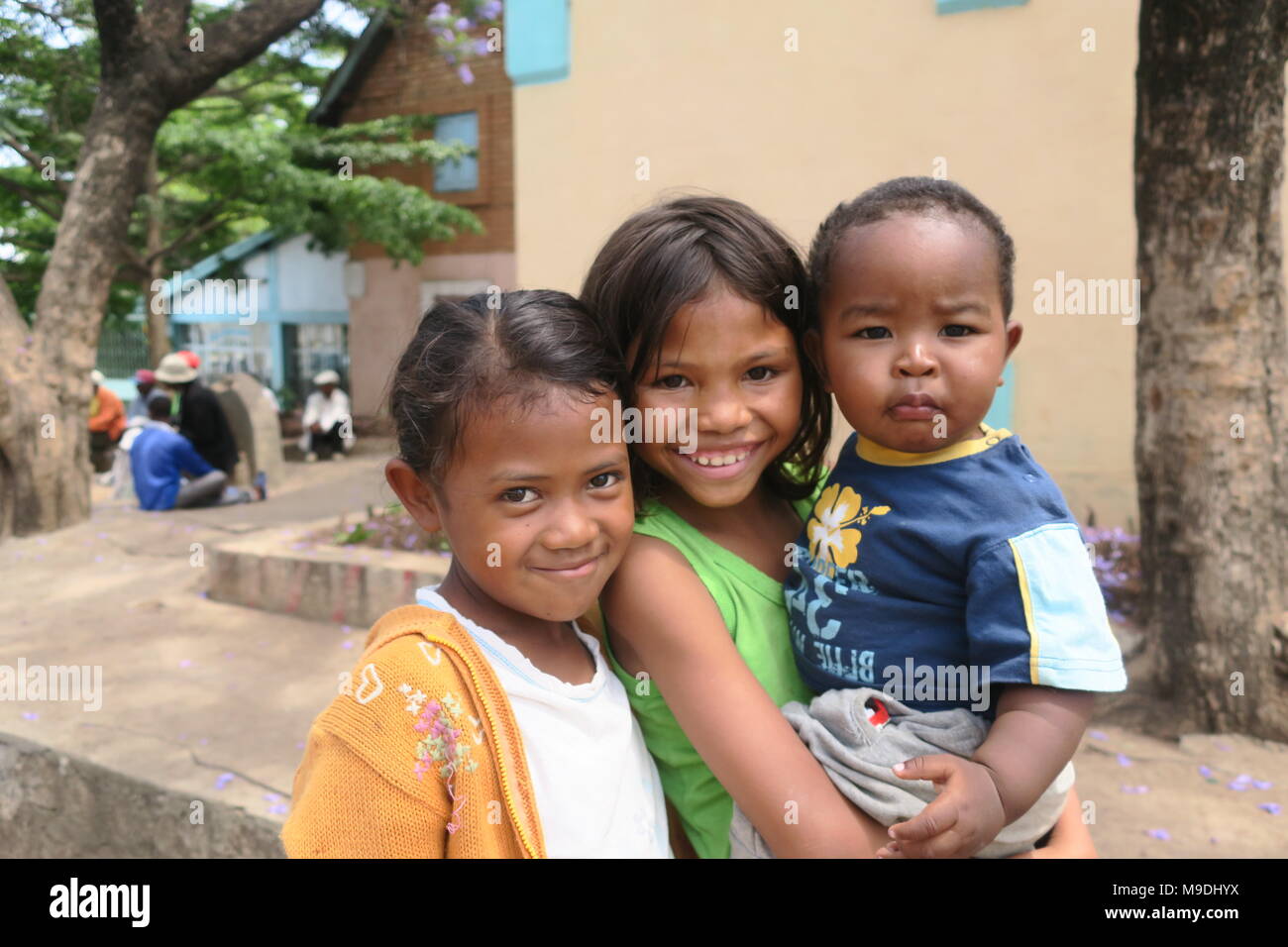 Cute native kid, Madagascar island, Africa in a village of Pedro Opeka ...