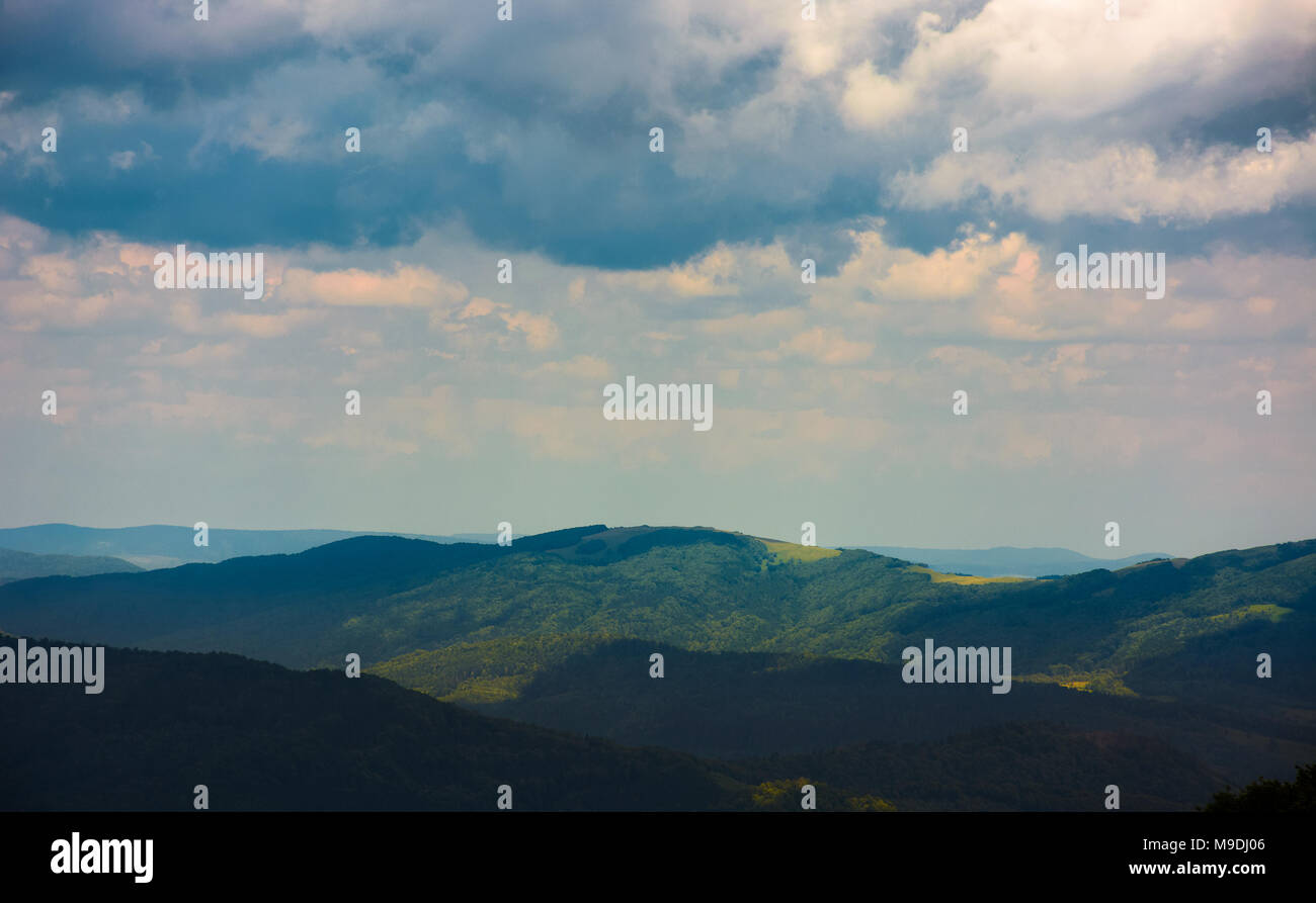 mountain landscape in rainy weather. lovely summer scenery Stock Photo ...