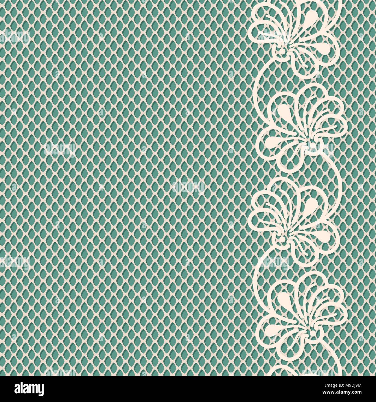 Vintage flower lace border on blue background Stock Vector Image & Art ...