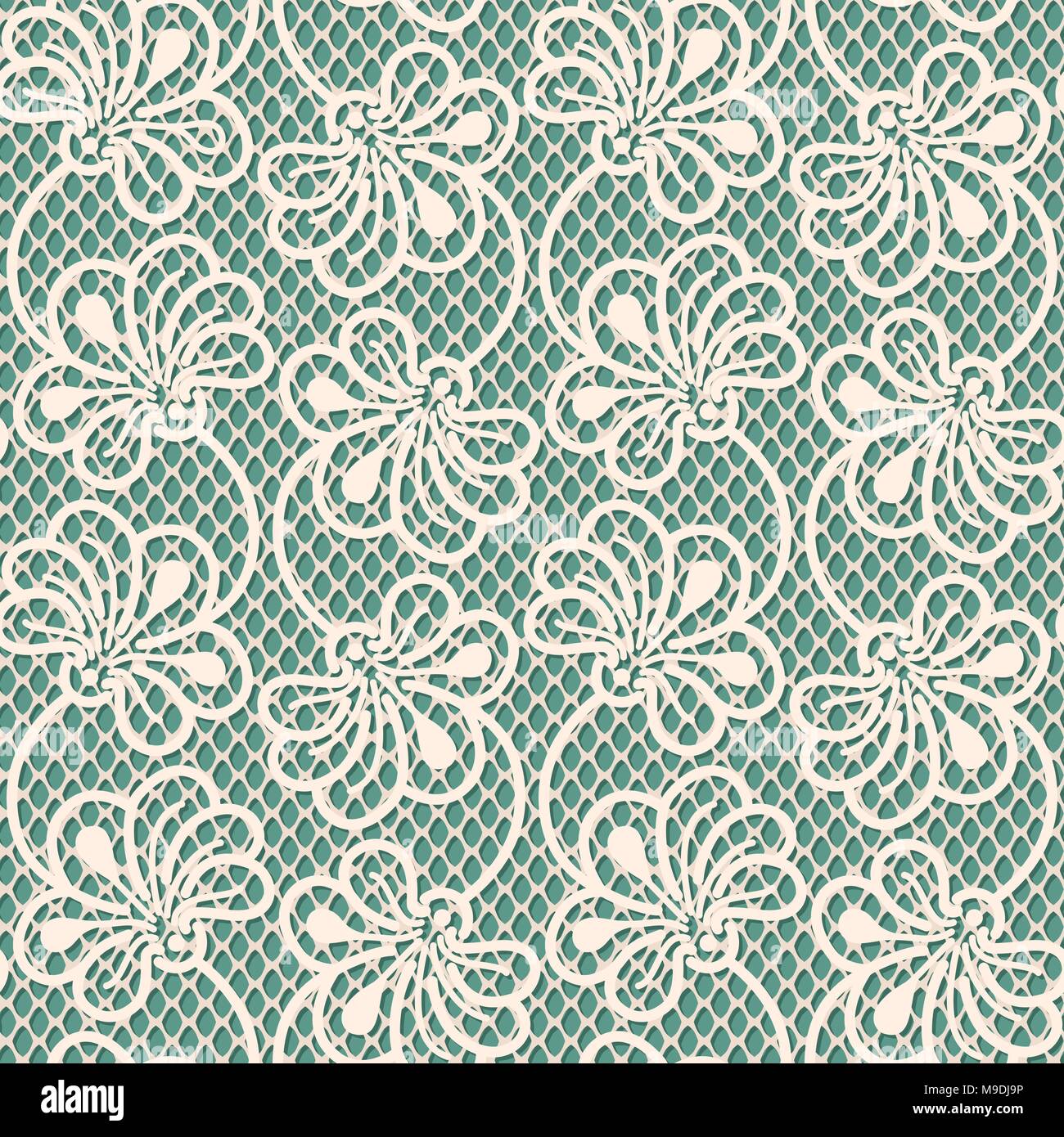 Seamless flower lace pattern on blue background Stock Vector Image ...