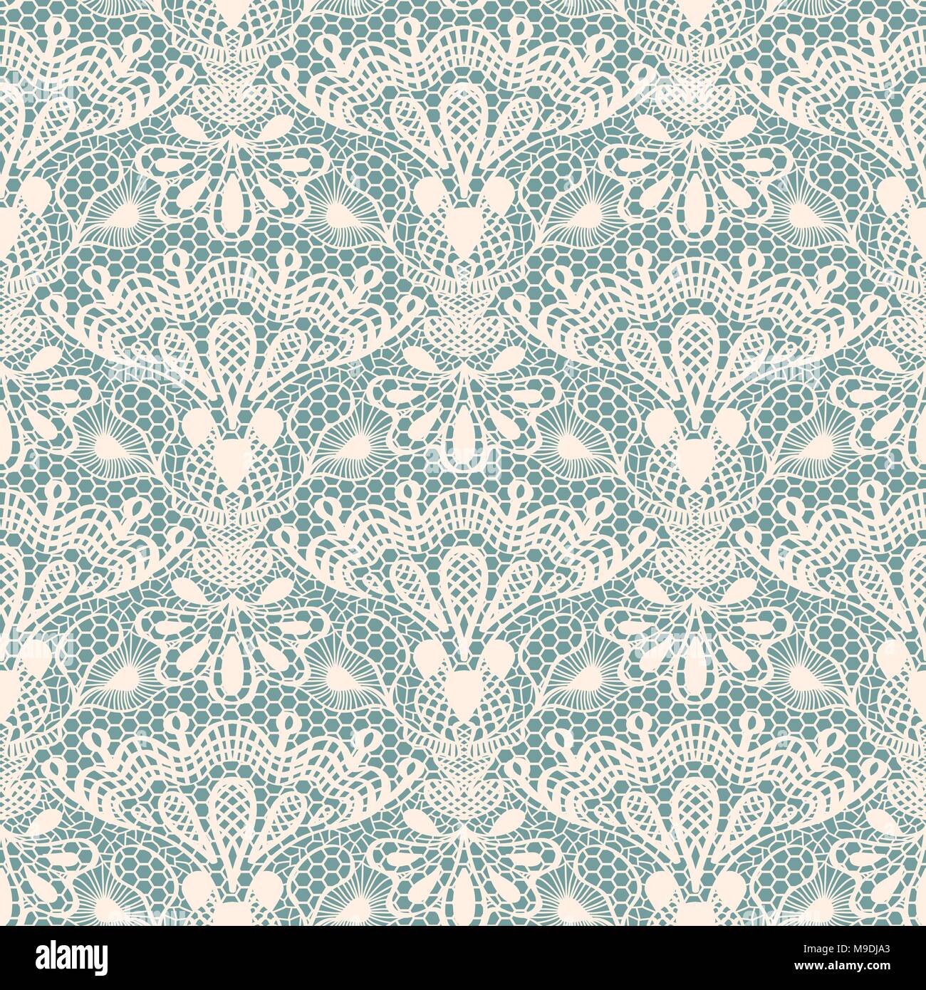 Seamless detailed lace pattern on blue background Stock Vector Image ...