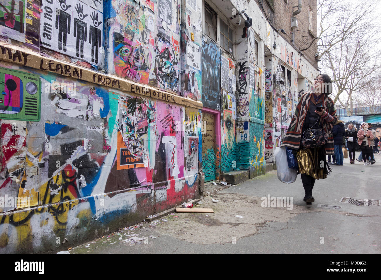 Graffiti and street art in Spitalfields in London's East End, UK Stock ...