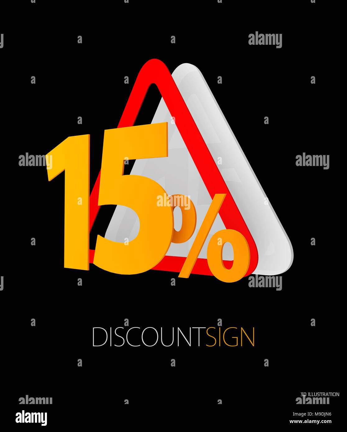 3d Illustration of Road Sign, red yellow sign as discount road sign ...