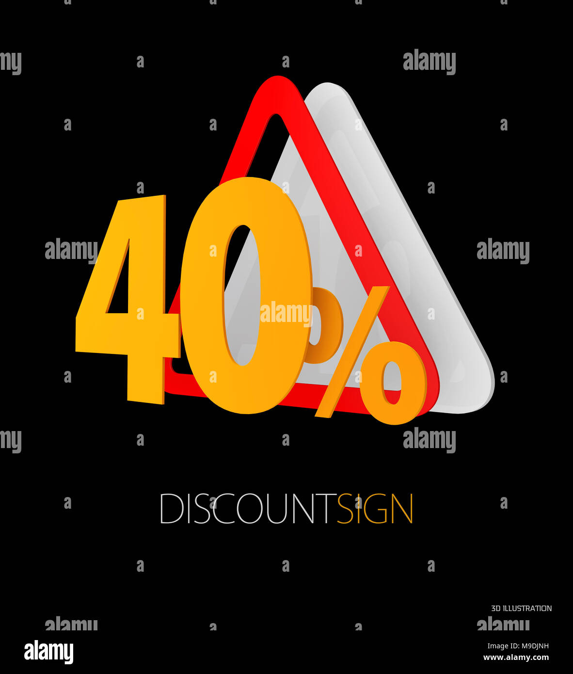 3d Illustration of Road Sign, red yellow sign as discount road sign ...