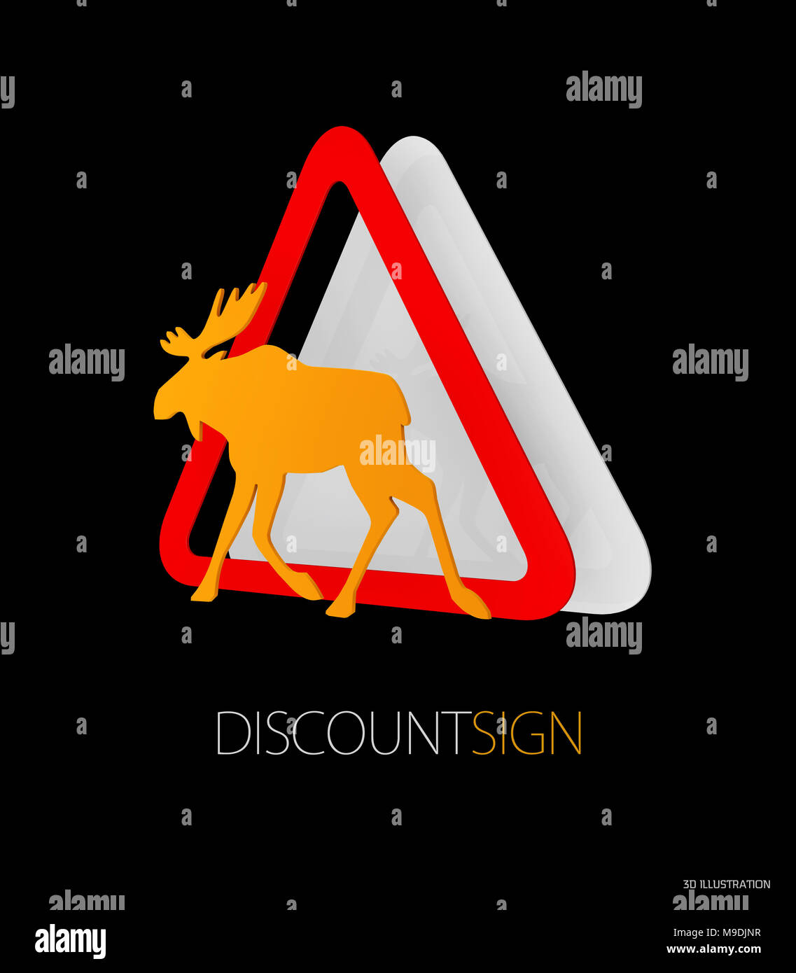 3d Illustration of Road Sign, red yellow road sign symbols Stock Photo ...