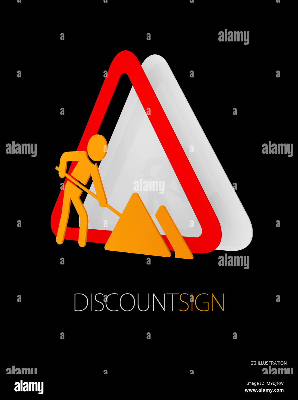 3d Illustration of Road Sign, red yellow road sign symbols Stock Photo ...