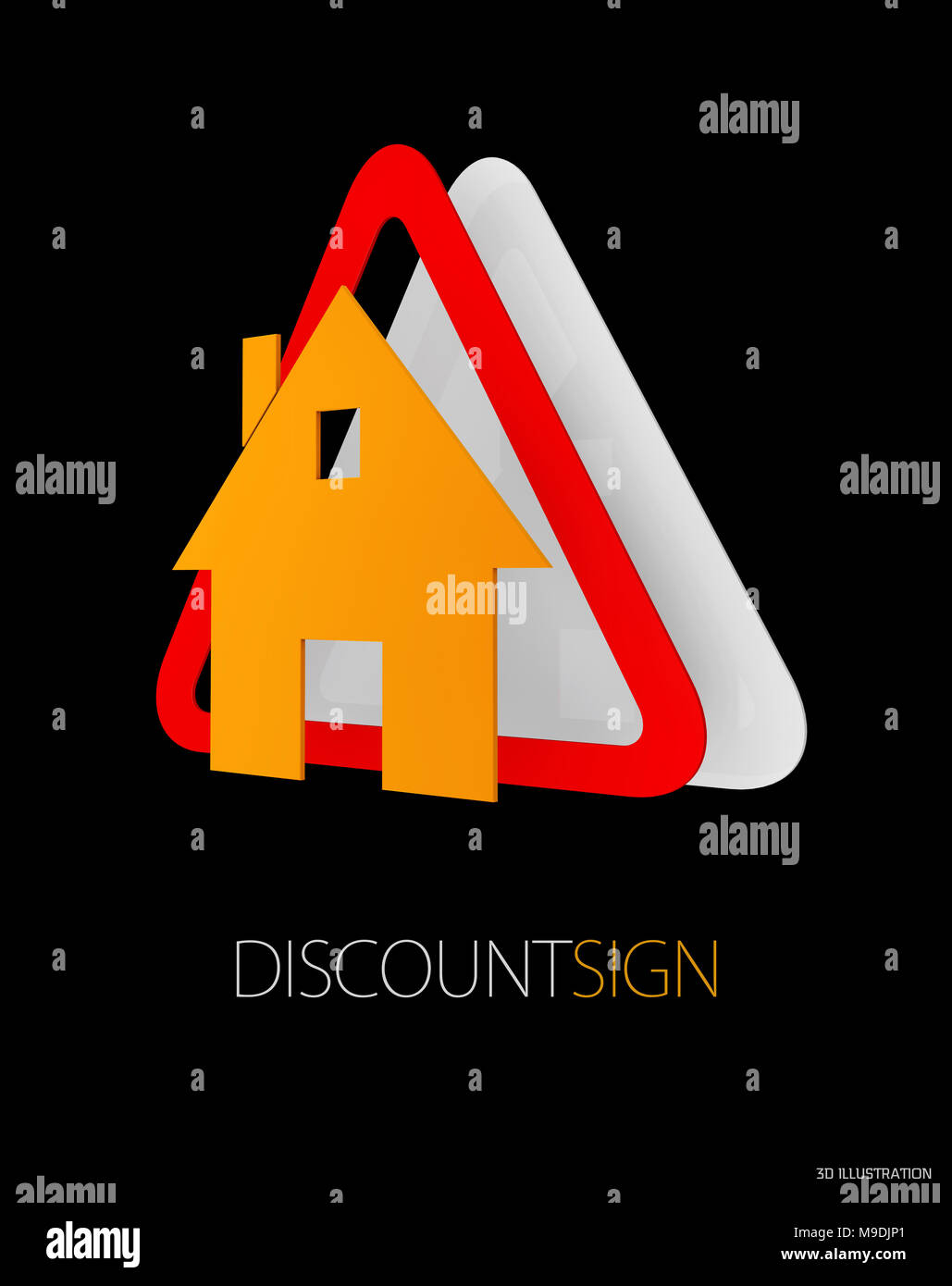 3d Illustration of Road Sign, red yellow road sign symbols Stock Photo ...