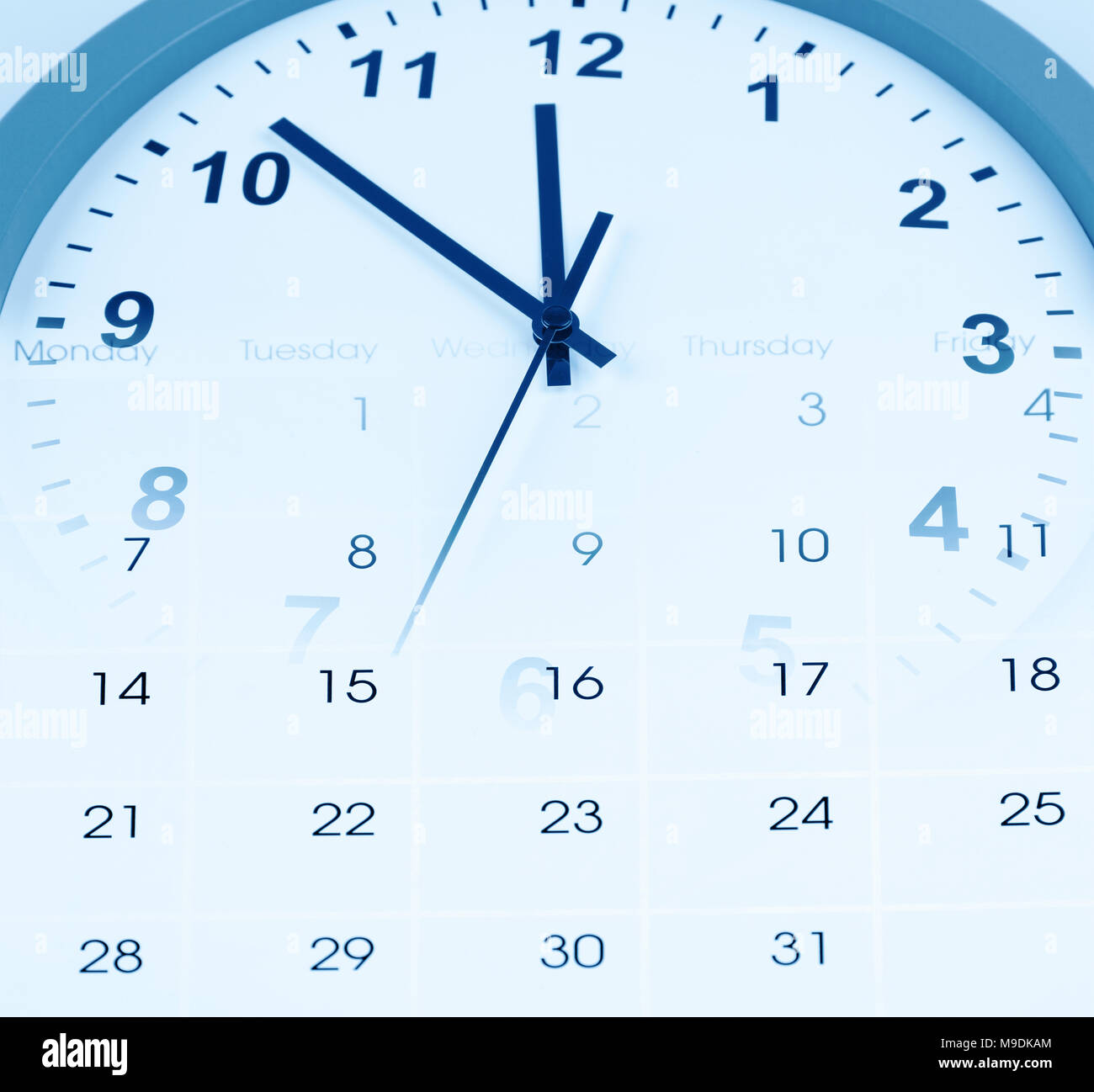 Clock face and calendar composite Stock Photo - Alamy