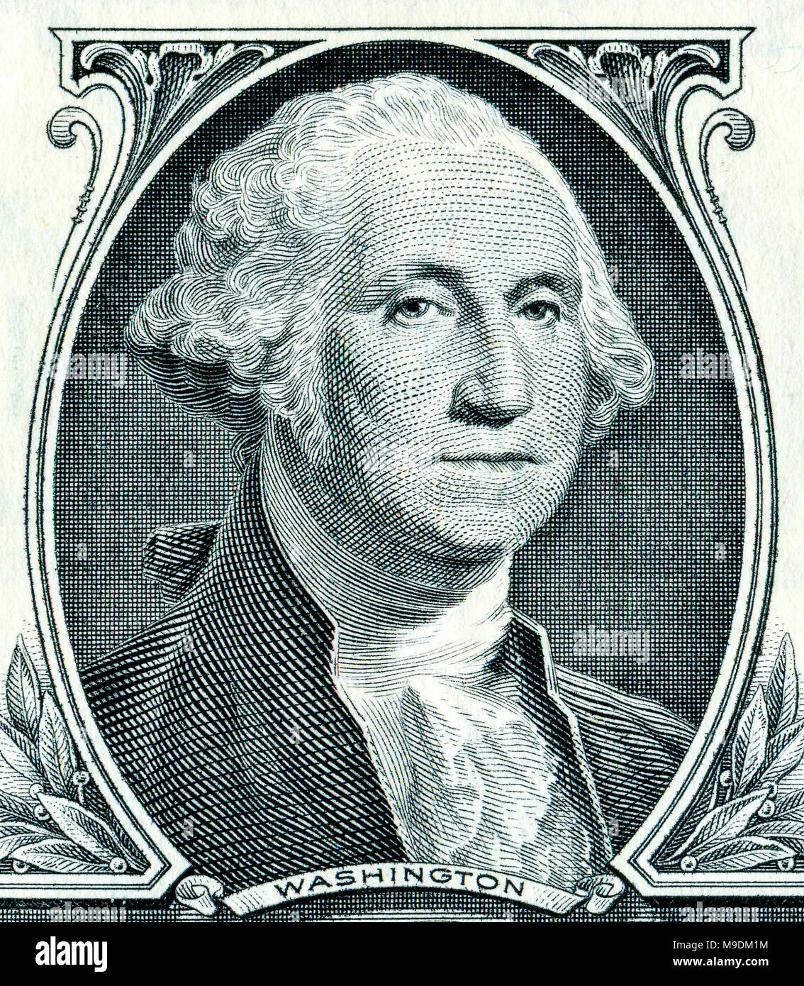 George Washington portrait from one dollars banknote. US paper currency ...