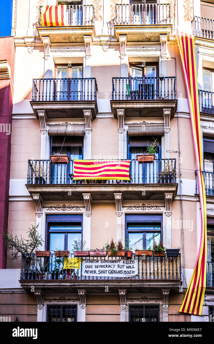 Barcelona protest flag hi-res stock photography and images - Alamy