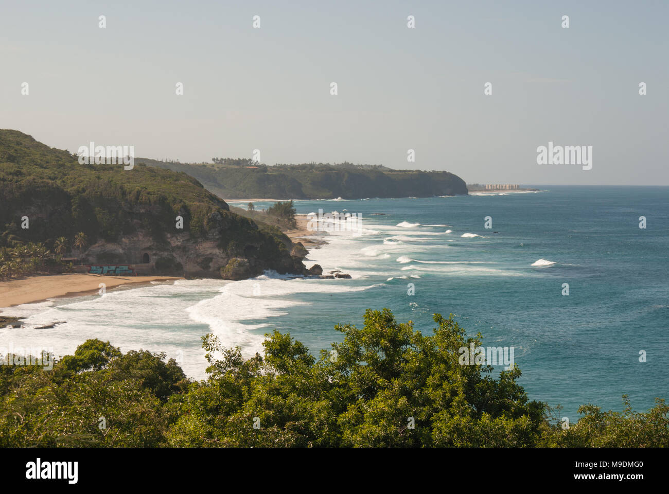 View of the Atlantic Ocean coastline between Isabela and Quebradillas ...