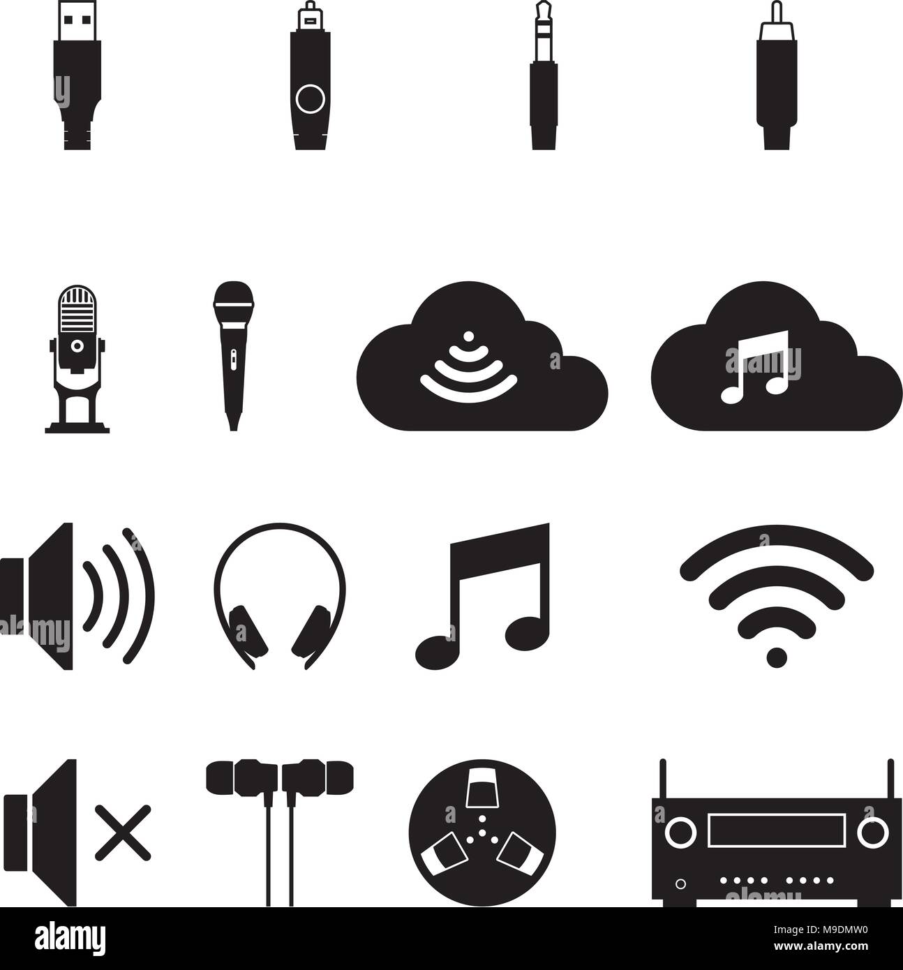 Audio equipment and connection icons set Stock Vector Image & Art - Alamy