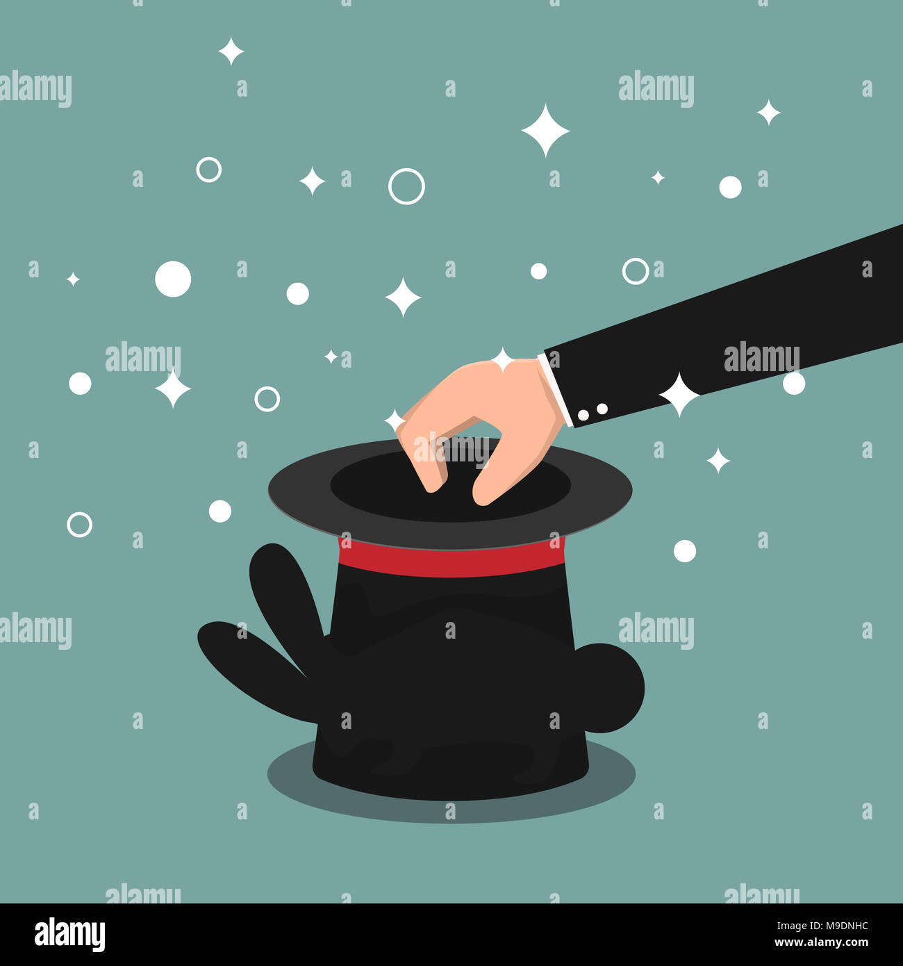Magic hat with rabbit surprise. The magic show concept vector flat ...