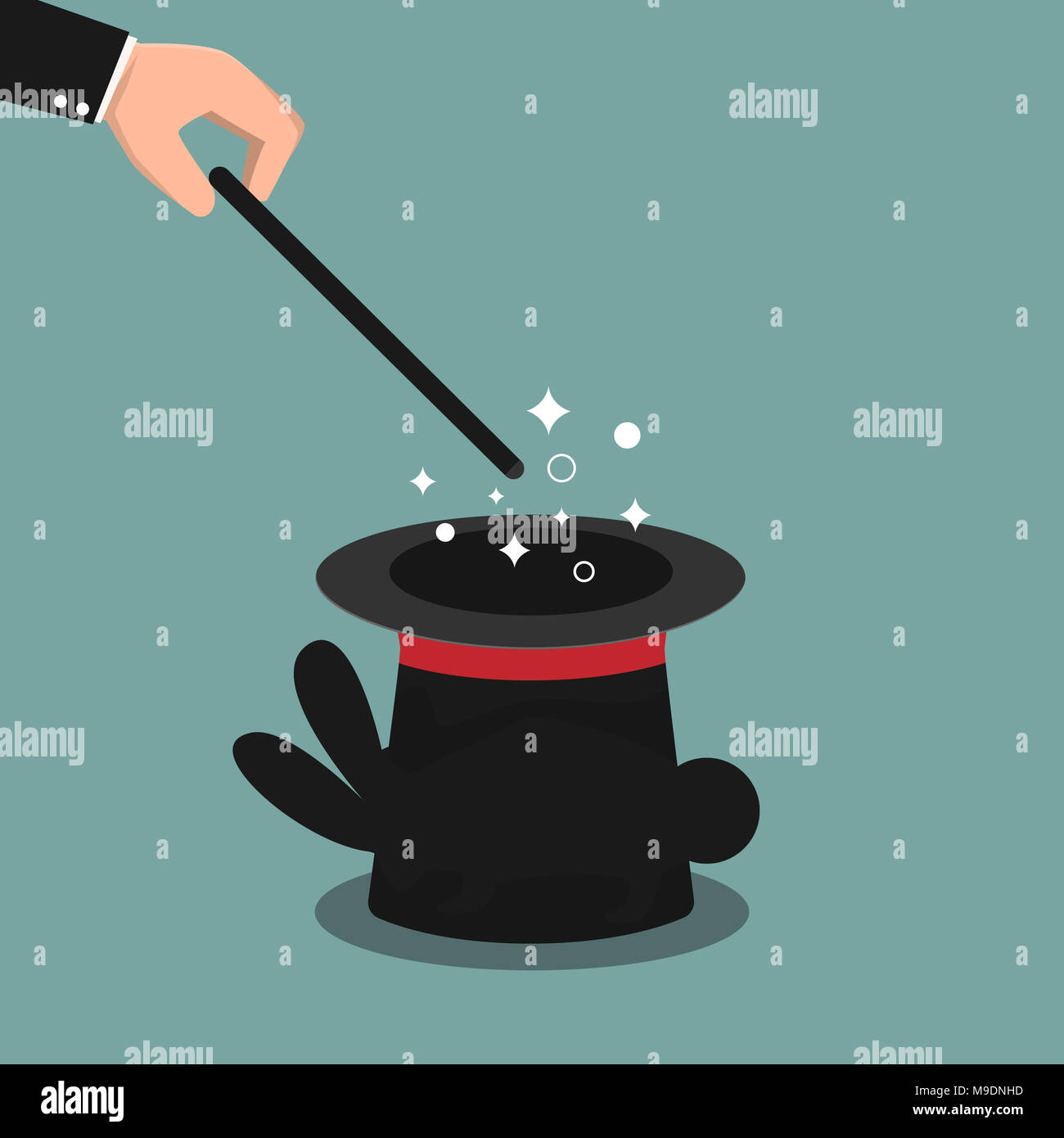 Magic hat with rabbit surprise. The magic show concept vector flat ...