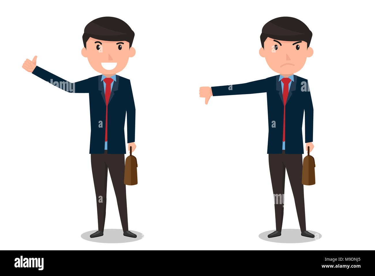 Good and bad. Likes and dislikes. Businessman showing gesture of ...