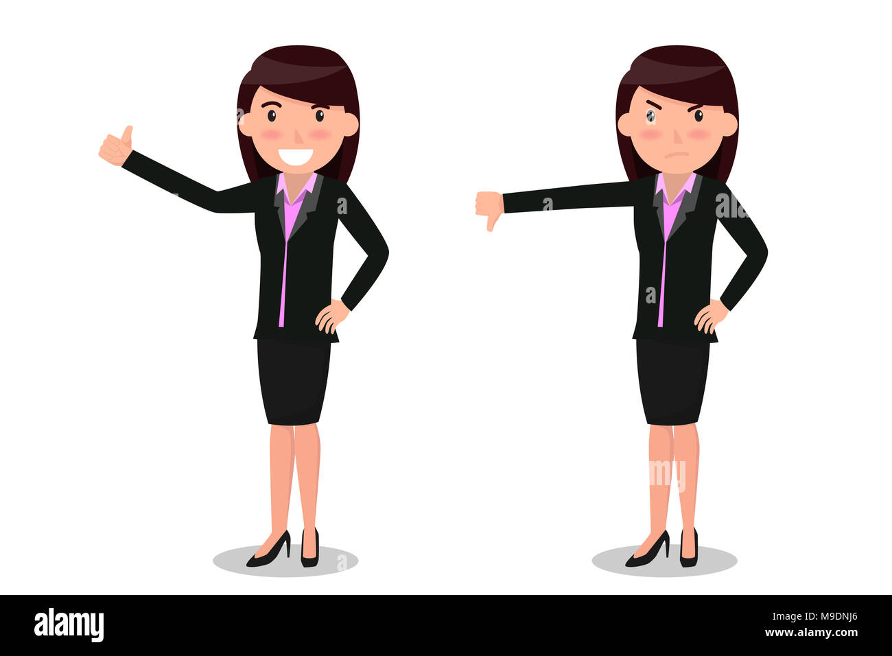 Good and bad. Likes and dislikes. Businesswoman showing gesture of ...