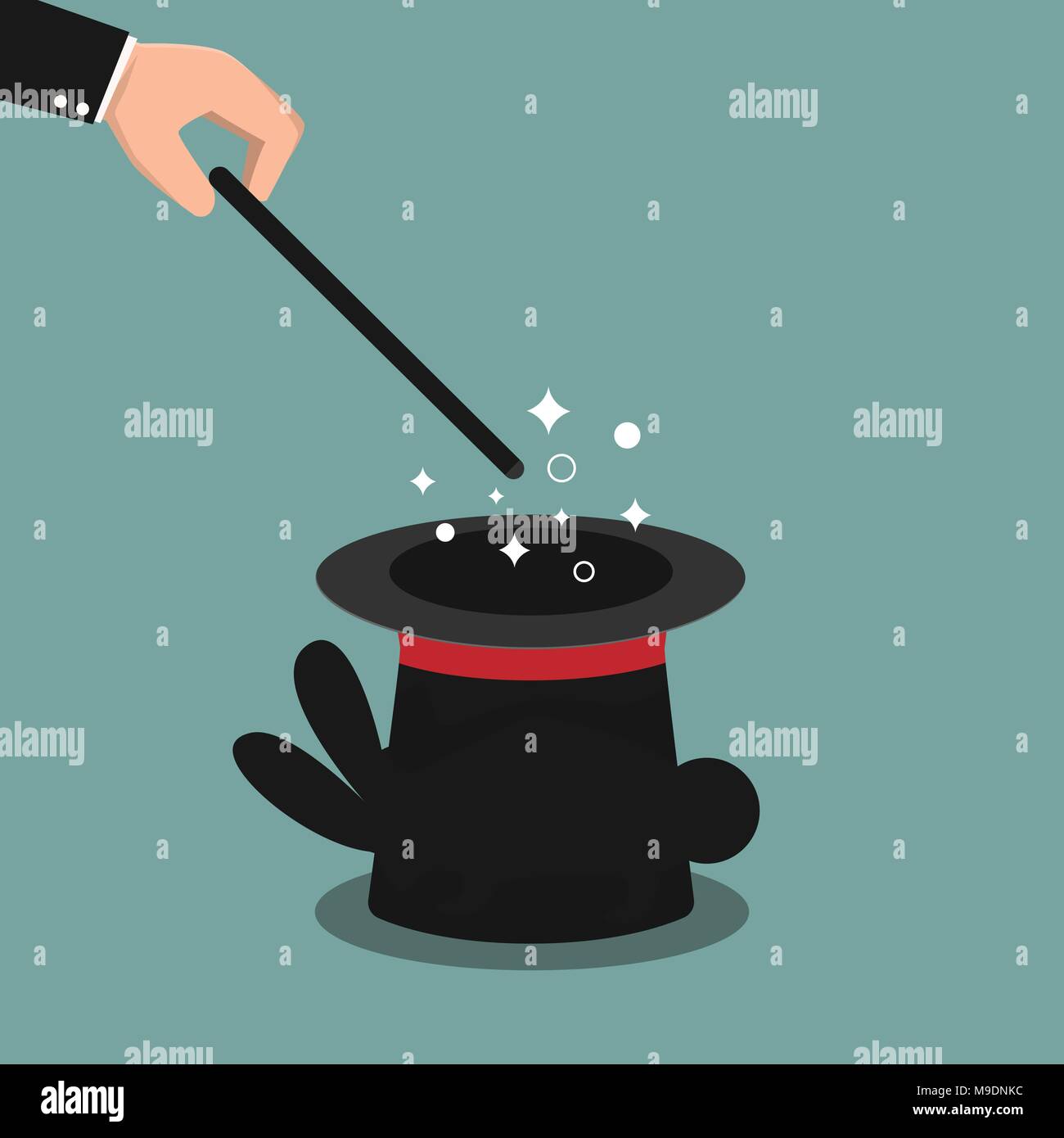 Magic hat with rabbit surprise. The magic show concept vector flat ...