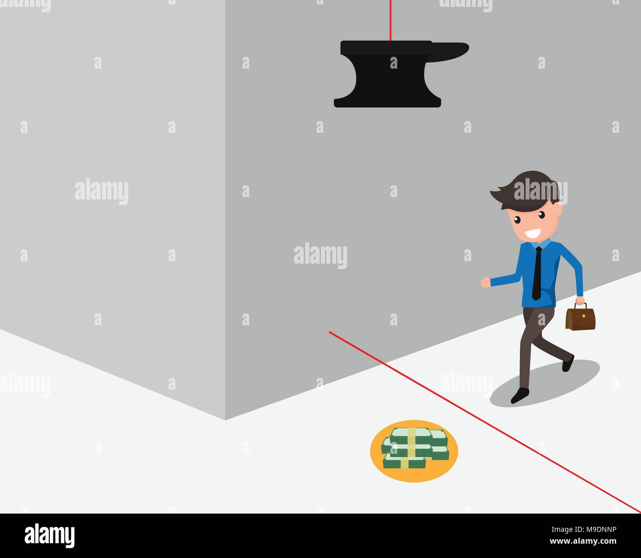 Investment risk. Business man with trap, businessman walking to money ...
