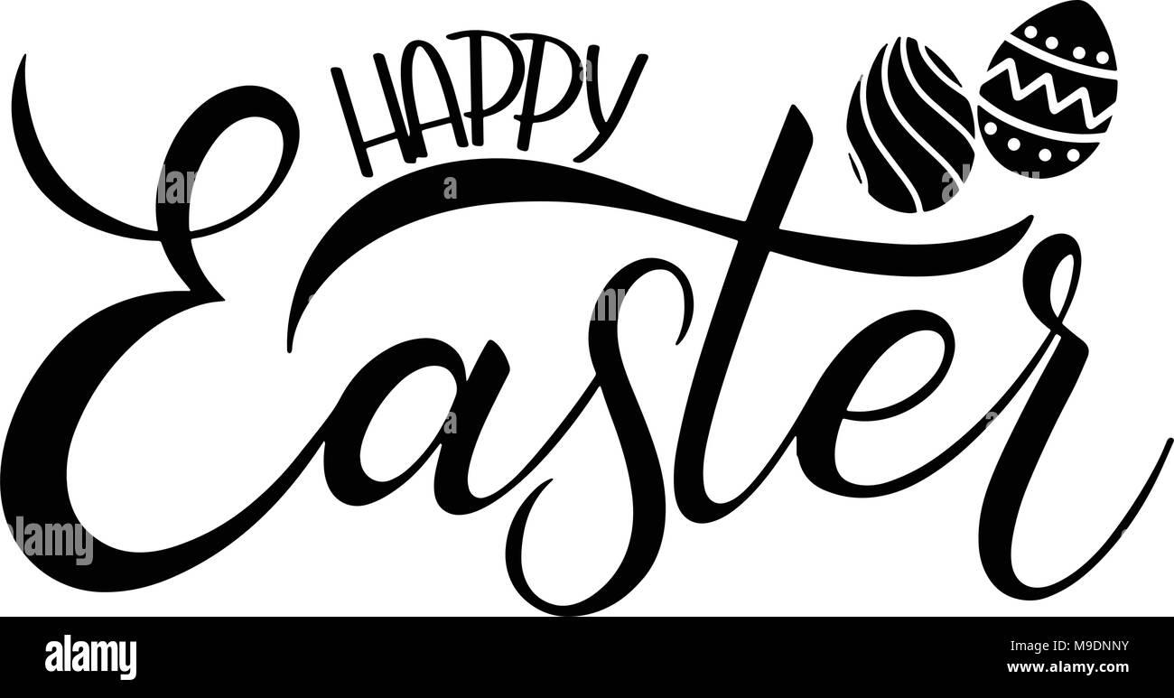 Happy Easter lettering. Hand written Easter phrases. Seasons Greetings ...