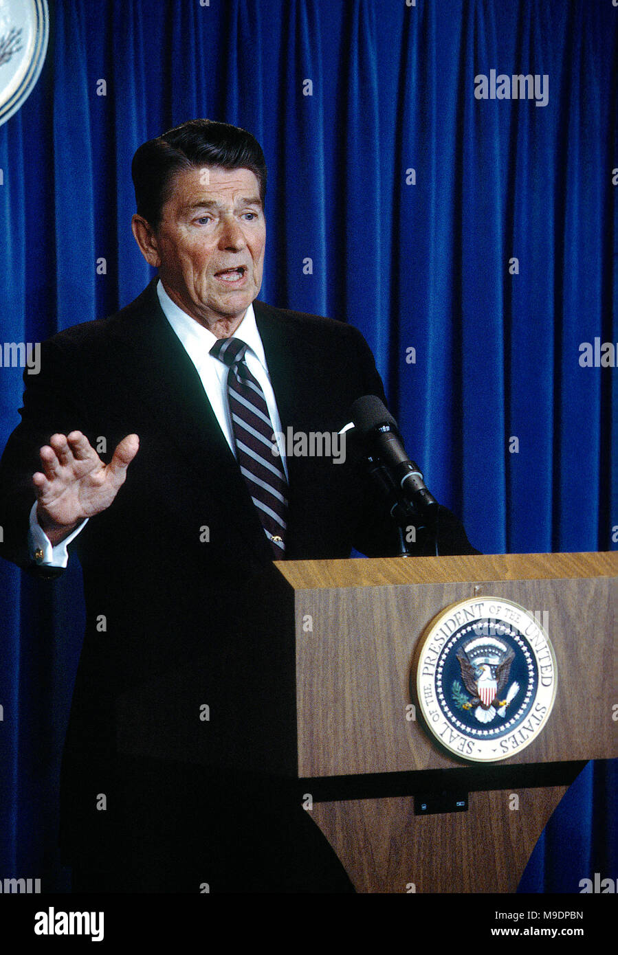 Washington DC., USA, May 14, 1984 President Ronald Reagan has a ...