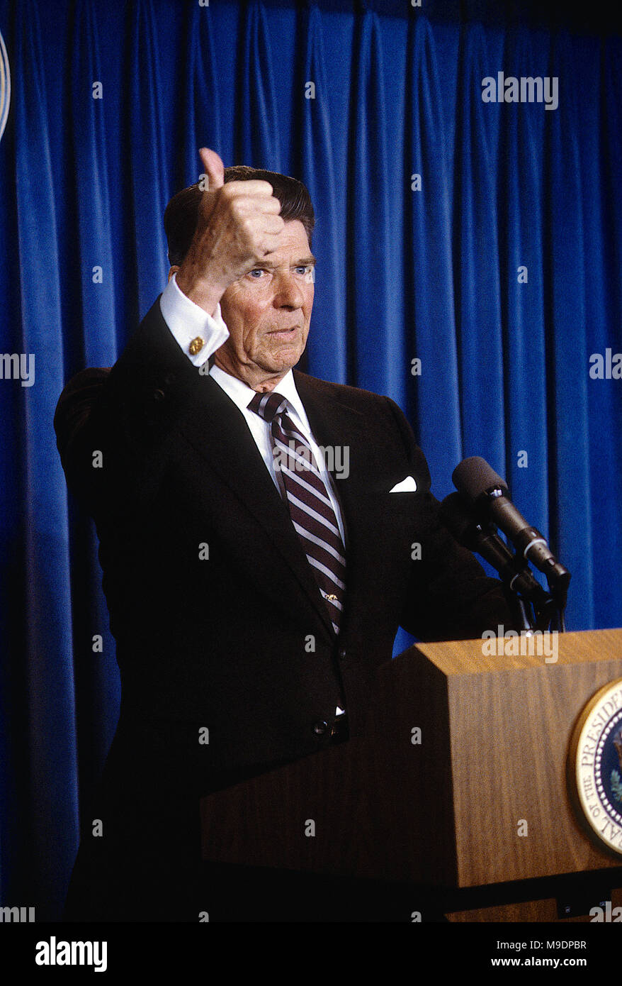 Washington DC., USA, May 14, 1984 President Ronald Reagan has a ...