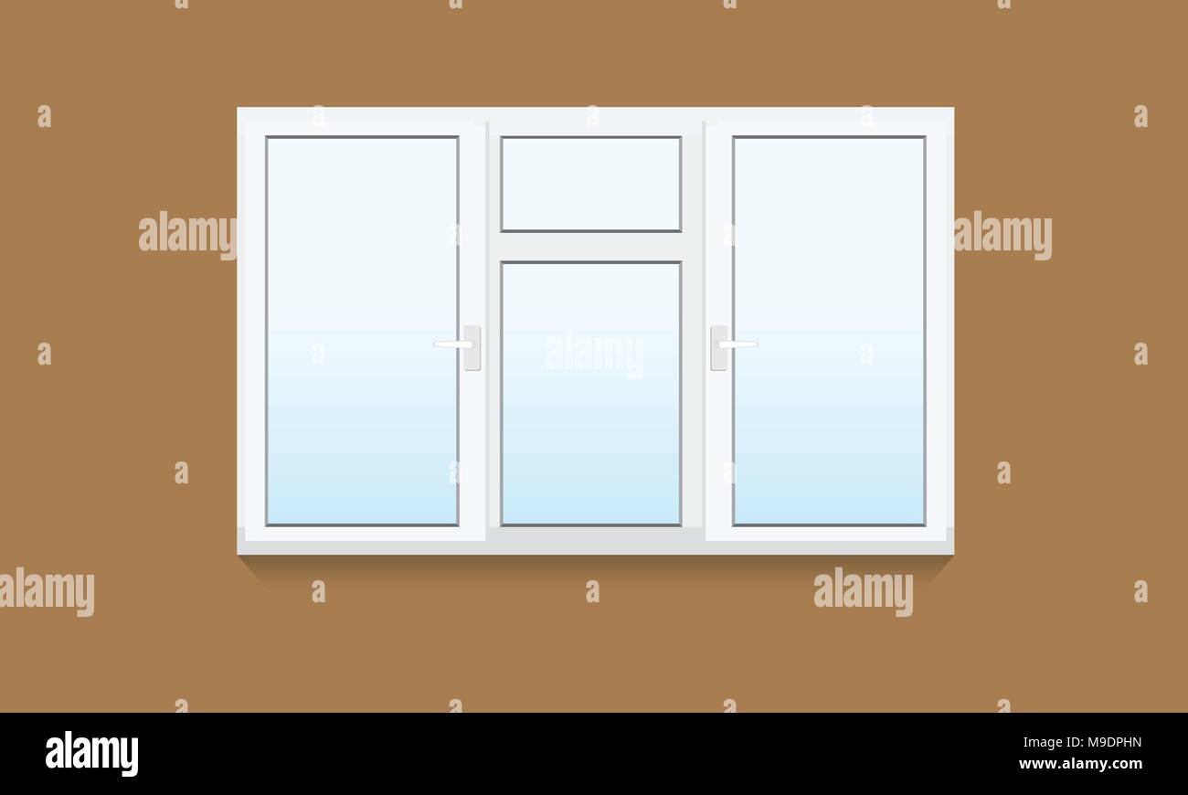 Traditional white closed window. Realistic window element of ...