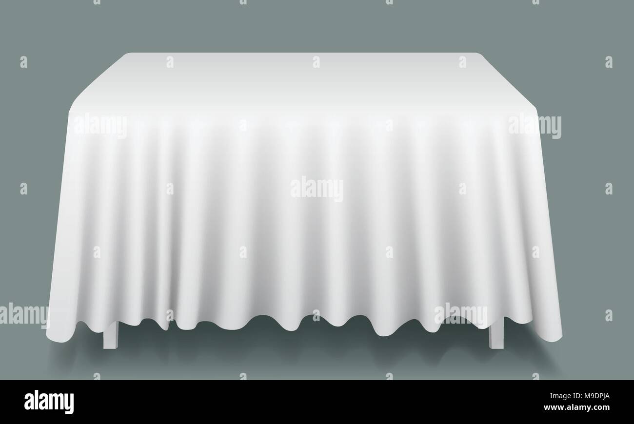 Vector white Empty Rectangular Table with Tablecloth Isolated Stock Vector Image & Art - Alamy