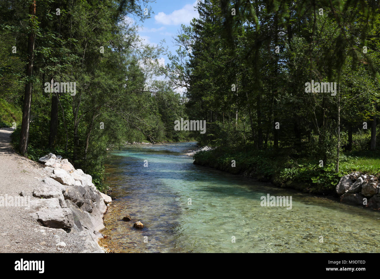 River Steyr floating through Austrian landscape Stock Photo - Alamy