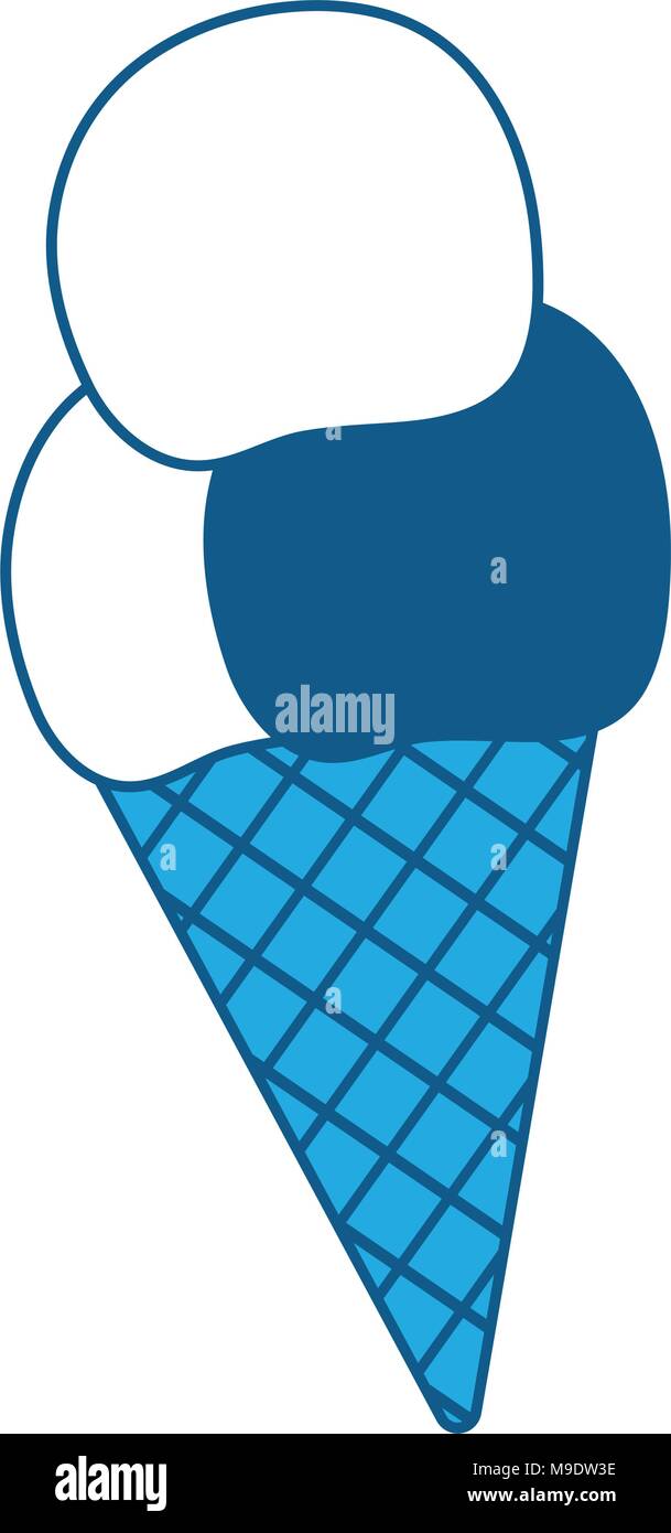 ice cream cone icon over white background, blue shading design. vector ...