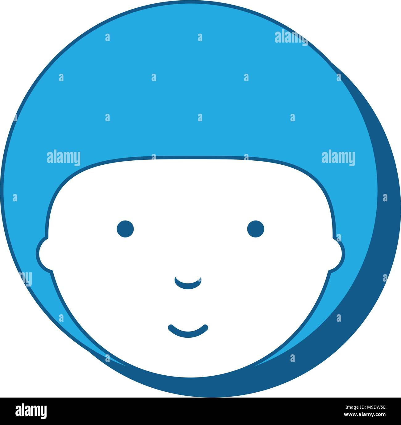 cartoon boy face icon over white background, blue shading design ...