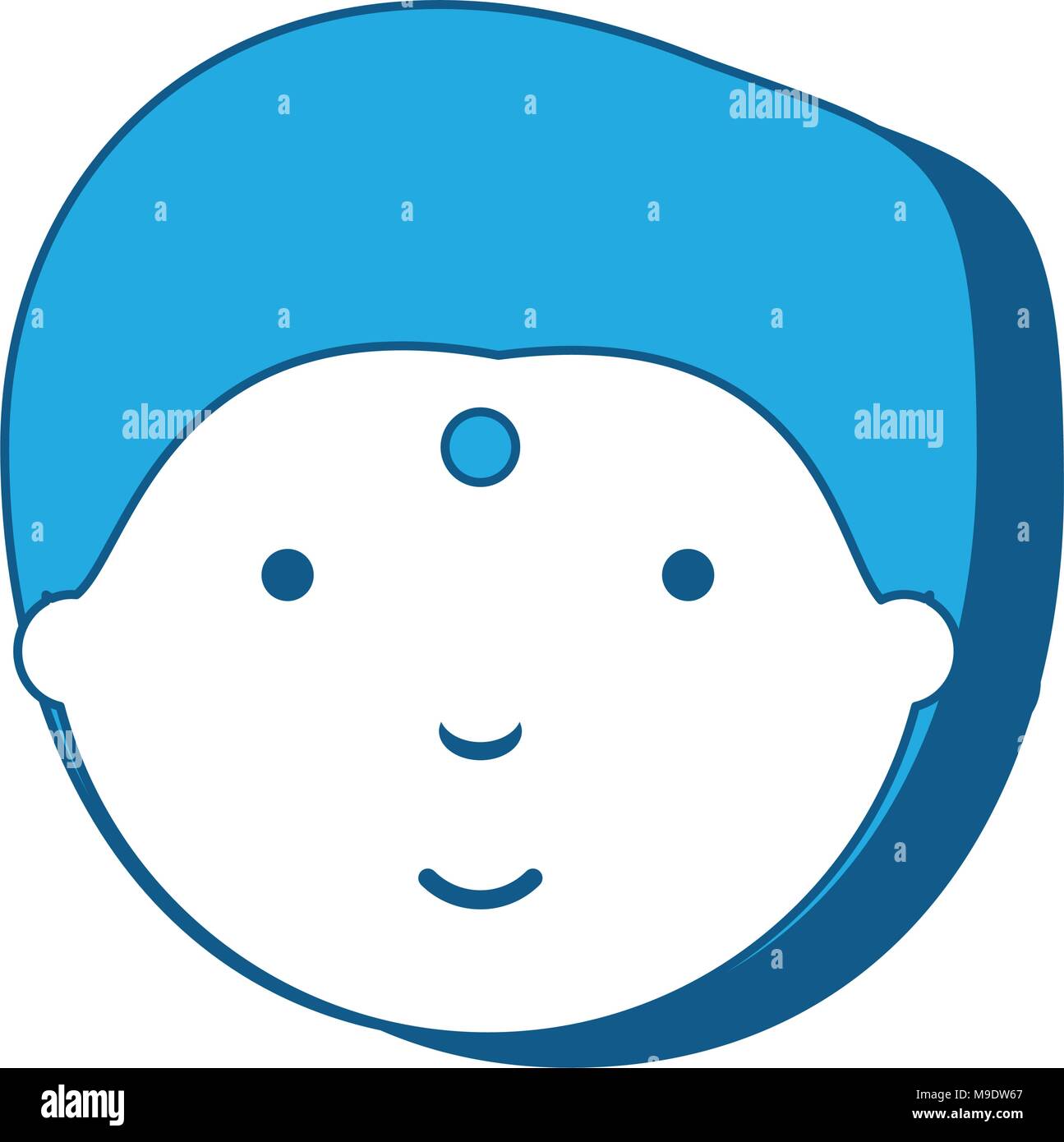 Hindu man face icon over white background, blue shading design. vector ...