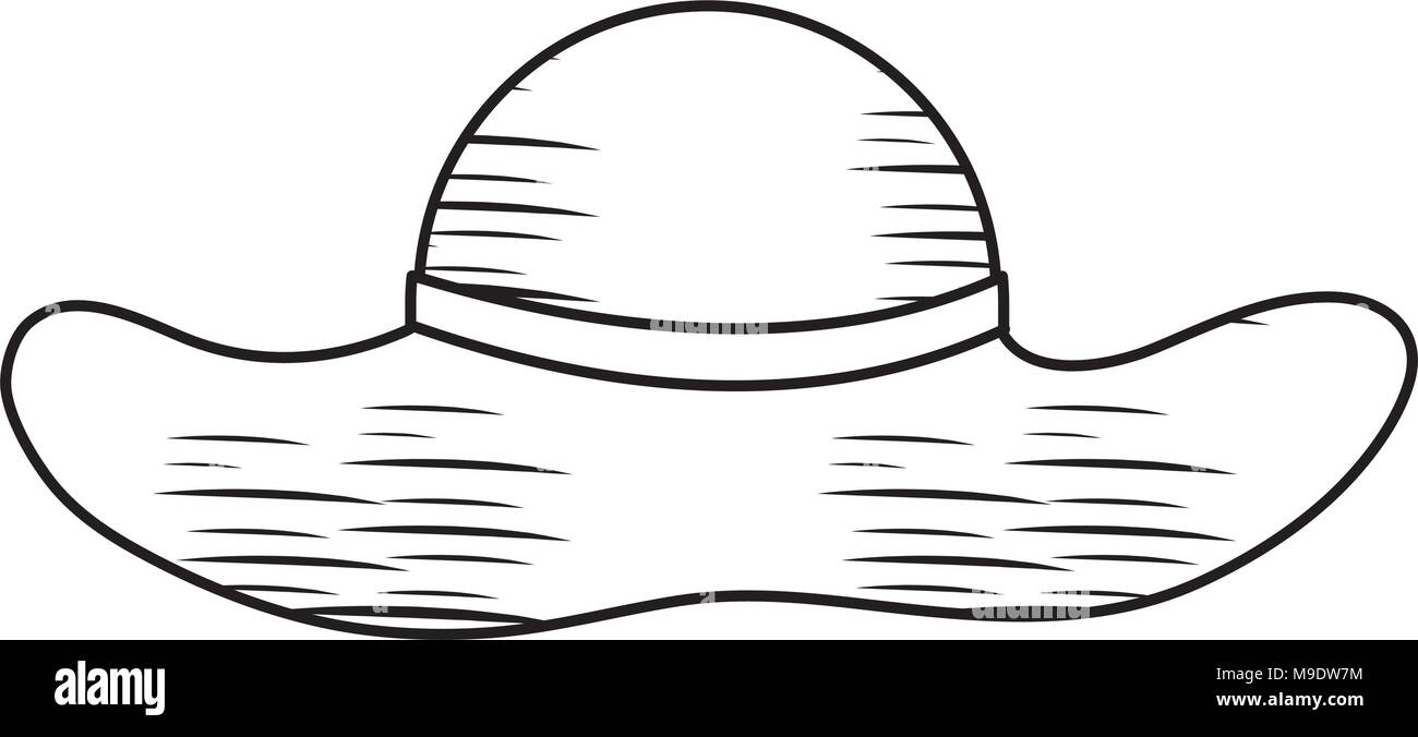 sketch of beach hat icon over white background, vector illustration ...