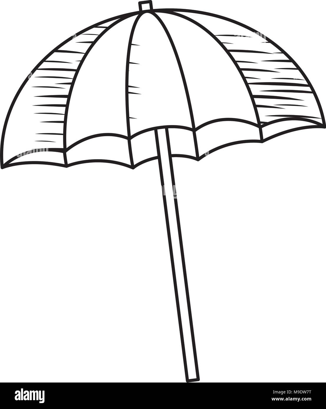 sketch of beach parasol icon over white background, vector illustration ...