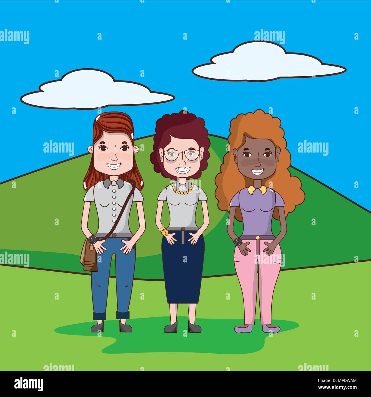 Funny Cartoon Group Of Friends