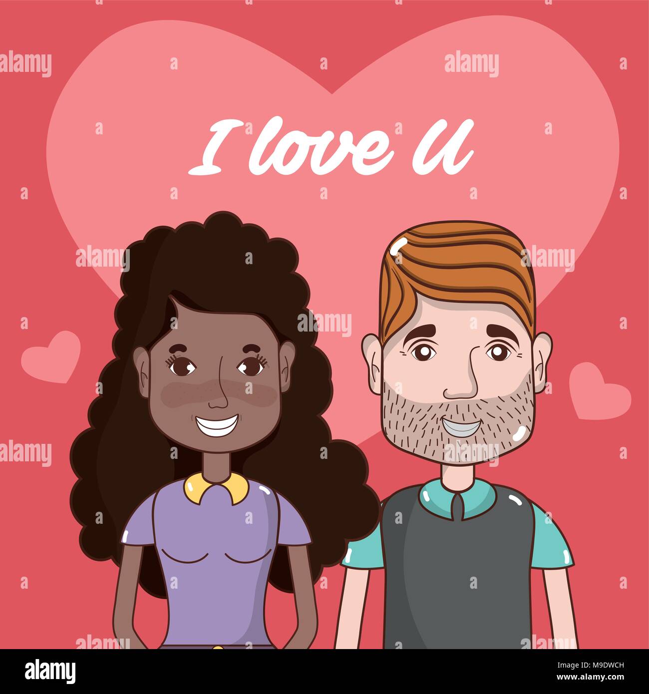 I love you card couple cartoon Stock Vector Image & Art - Alamy