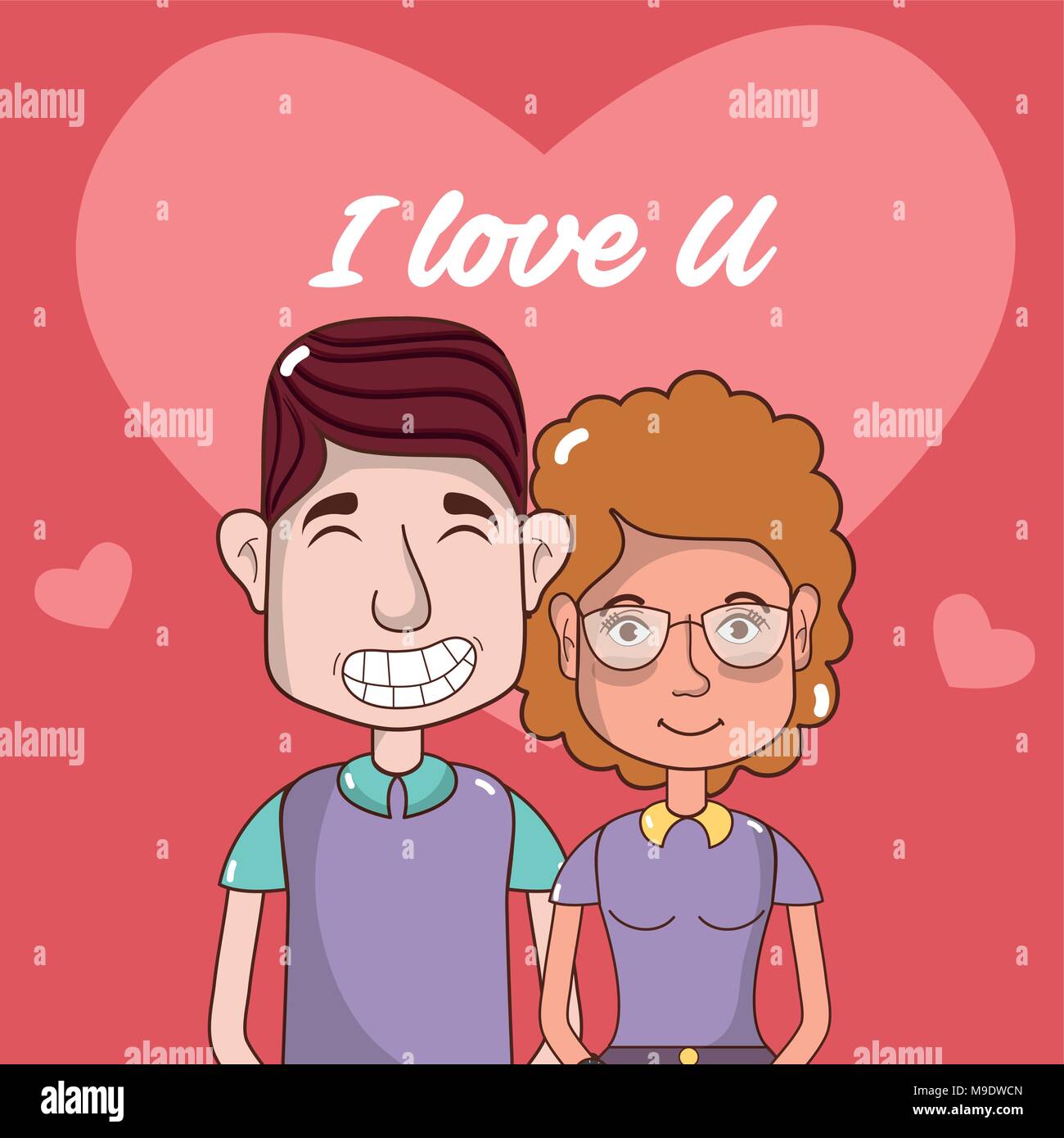 I love you card couple cartoon Stock Vector Image & Art - Alamy
