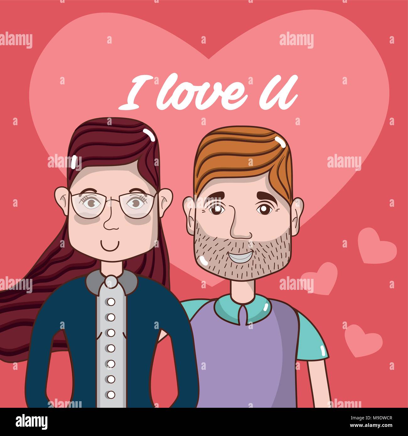 I love you card couple cartoon Stock Vector Image & Art - Alamy