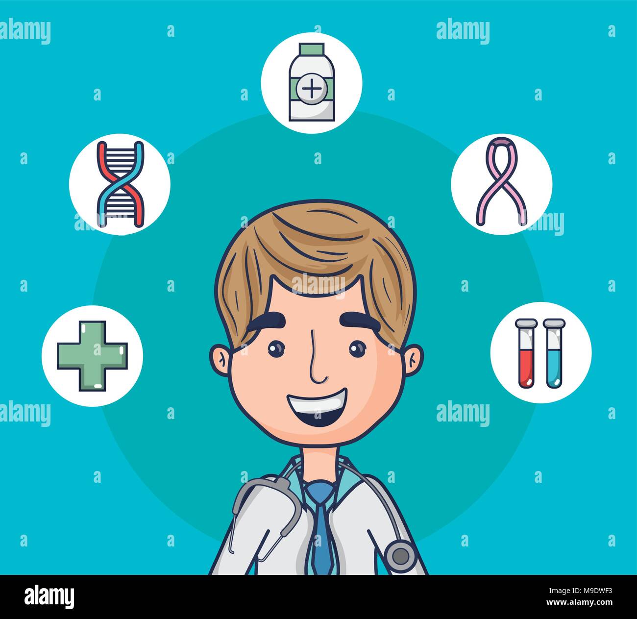Doctor with medical round symbols Stock Vector Image & Art - Alamy