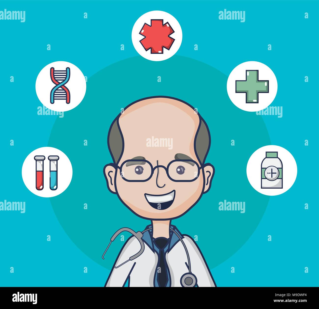Doctor with medical round symbols Stock Vector Image & Art - Alamy