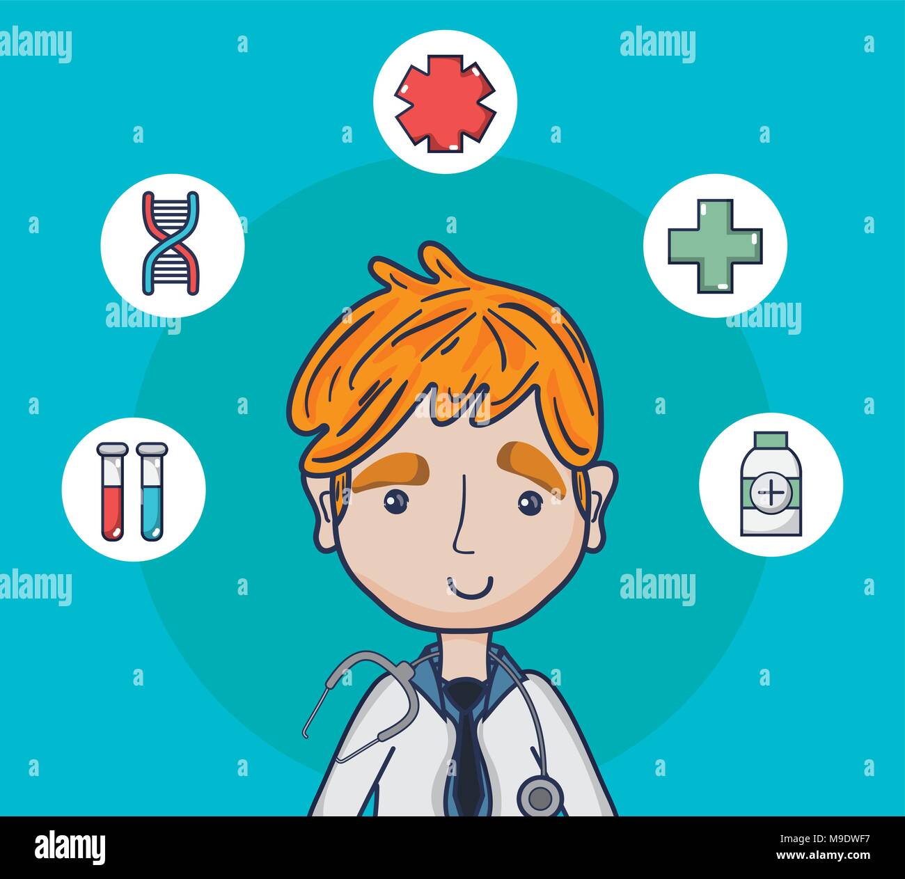 Doctor with medical round symbols Stock Vector Image & Art - Alamy