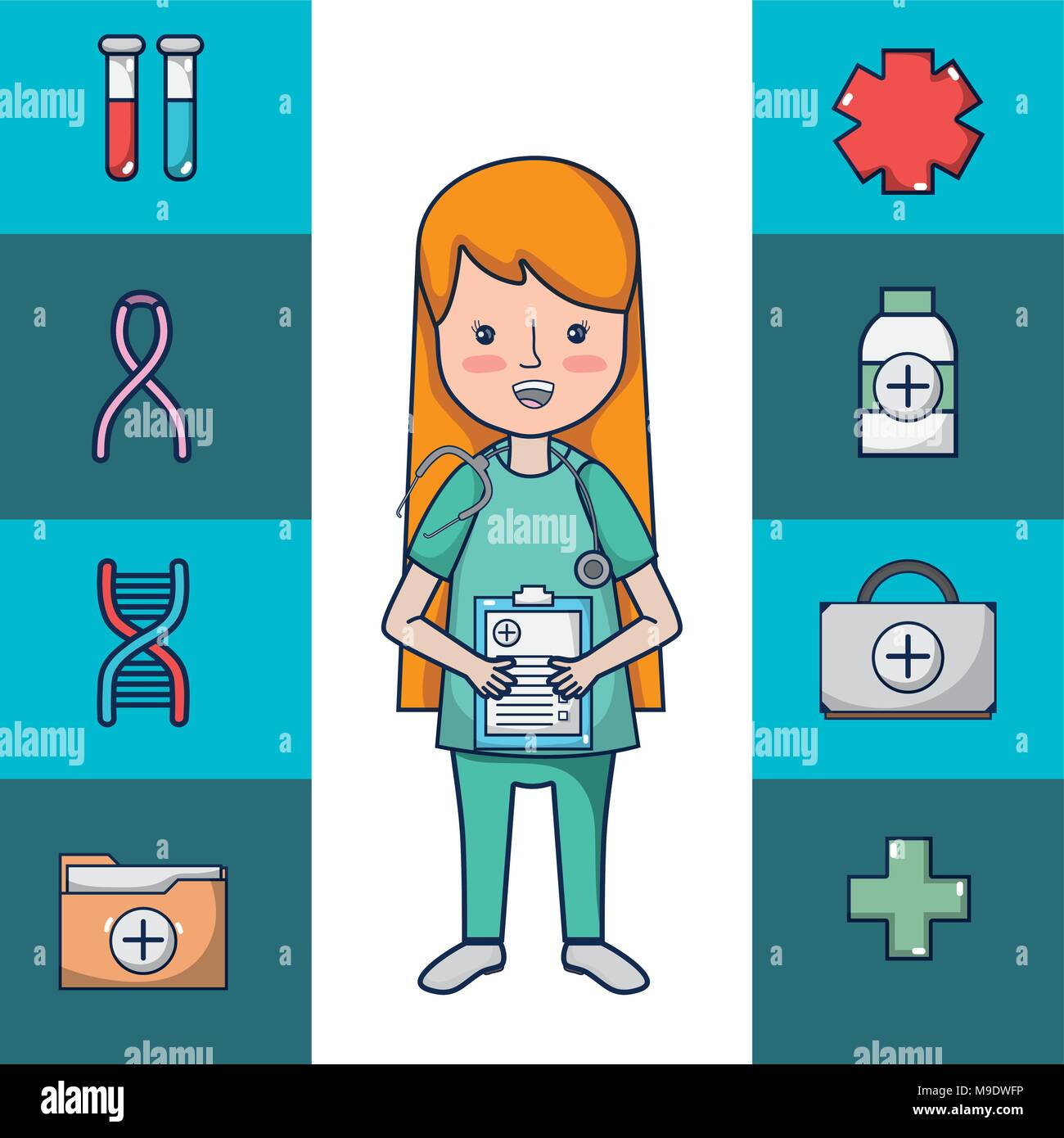 Doctor with medical symbols Stock Vector Image & Art - Alamy