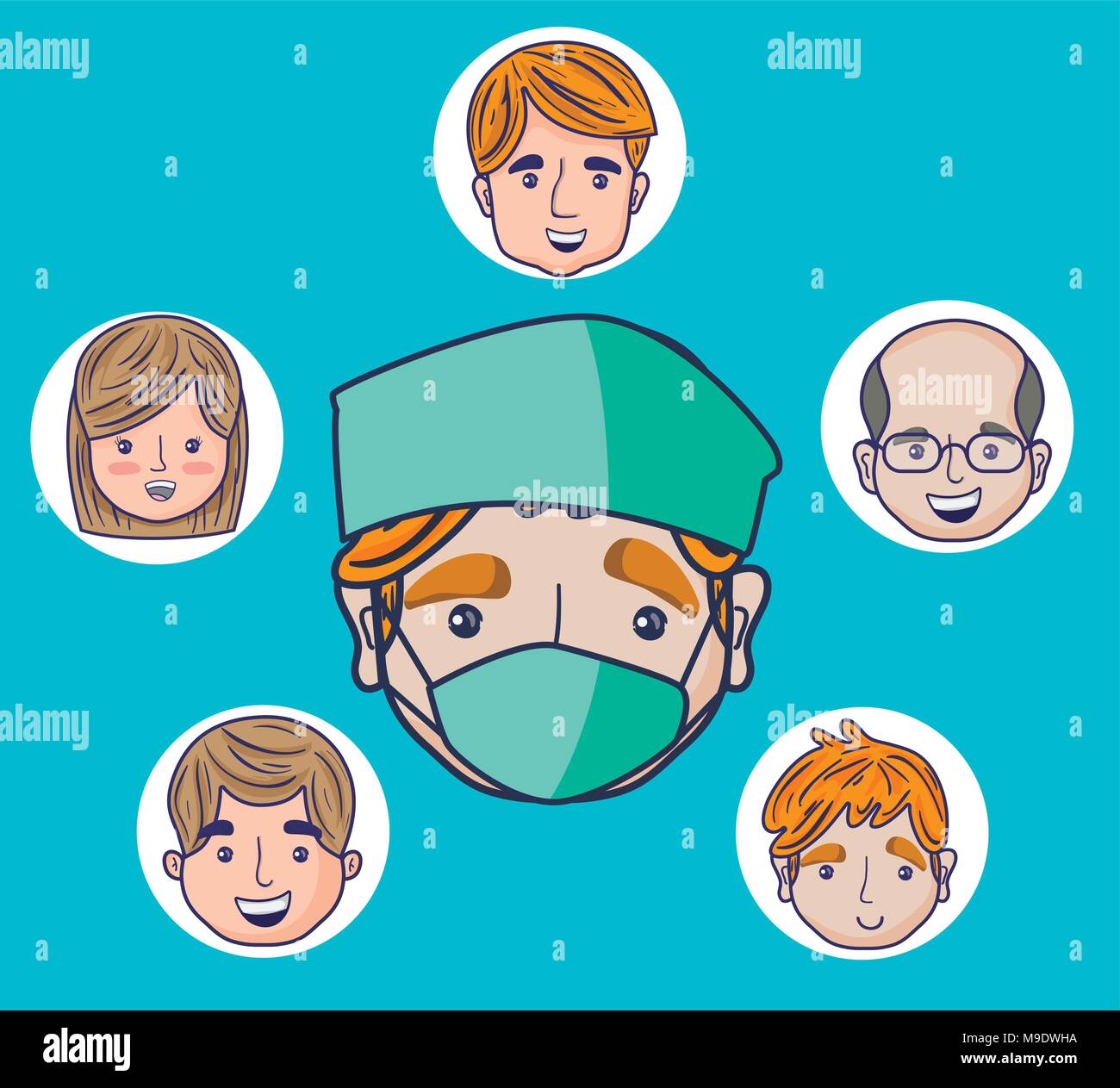 Doctor cartoon with patients faces Stock Vector Image & Art - Alamy