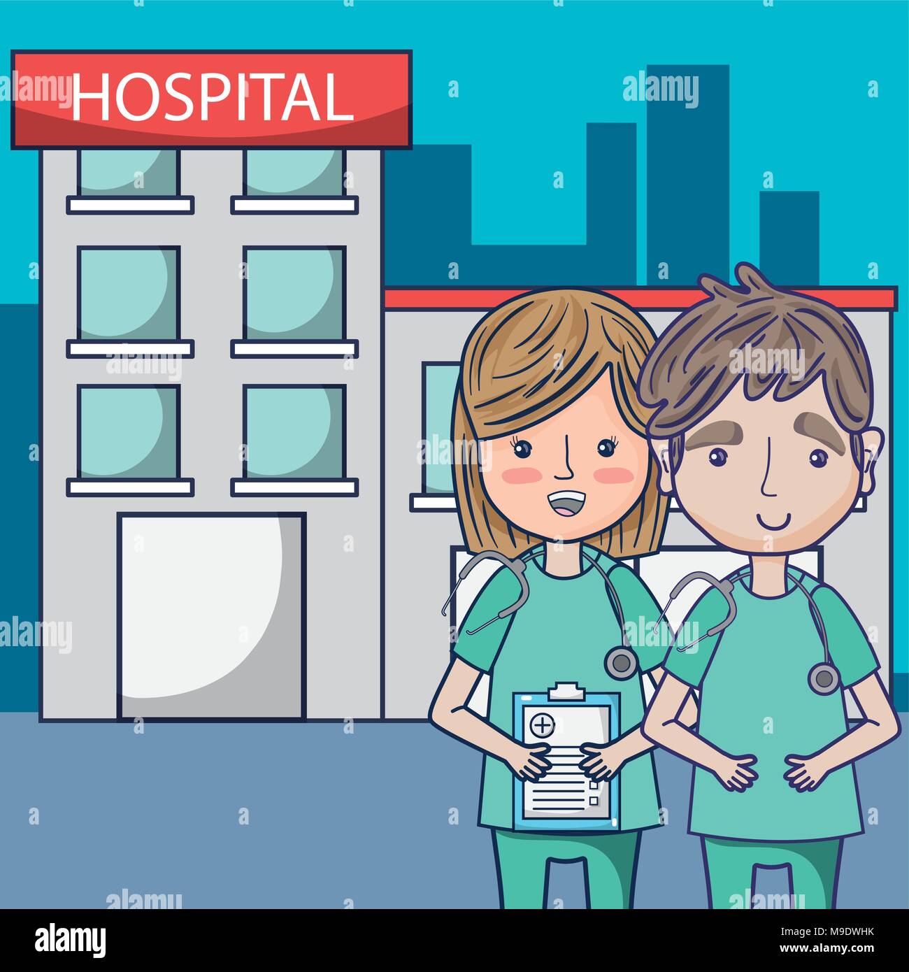 Doctor with medical round symbols Stock Vector Image & Art - Alamy