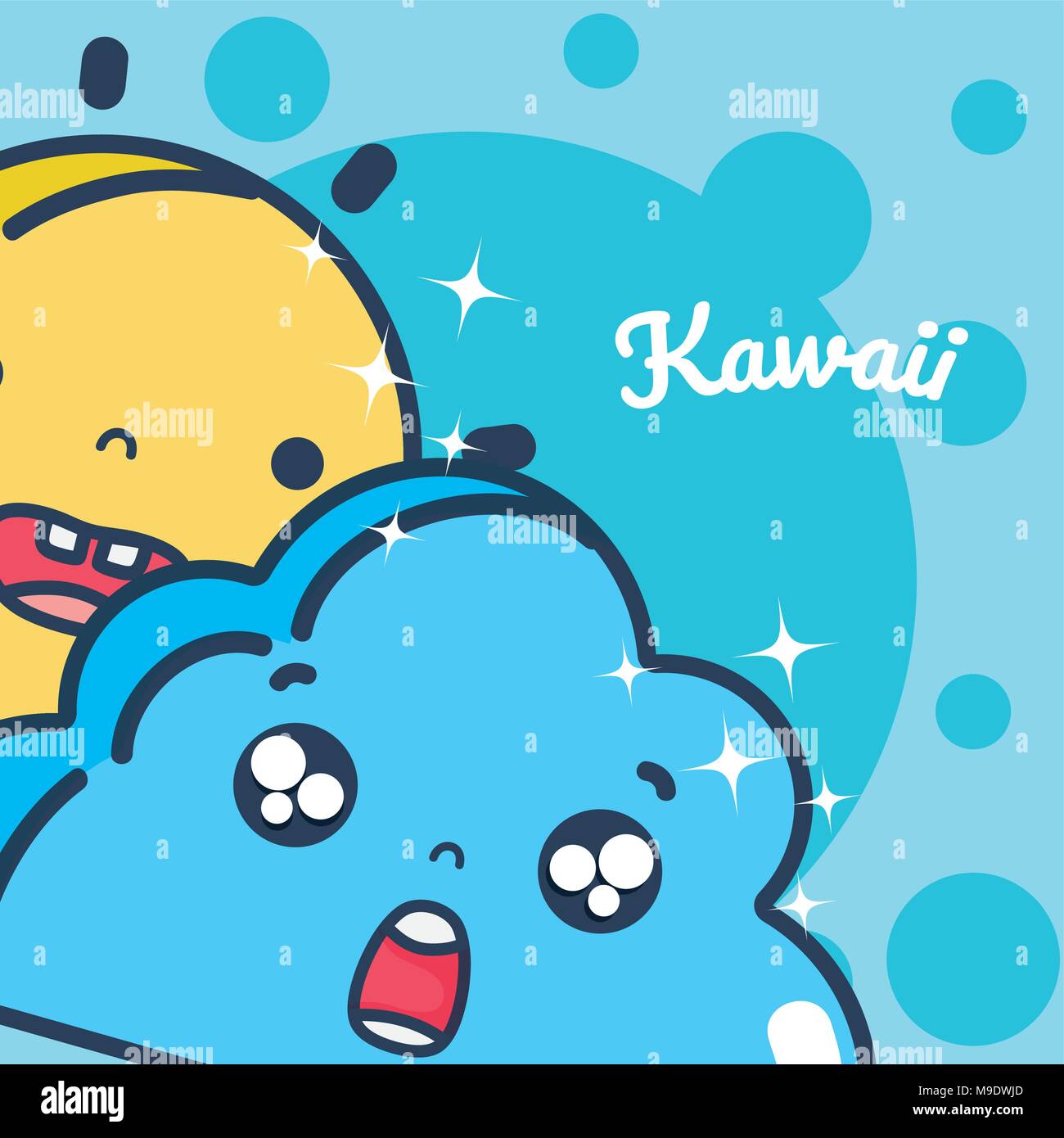 Cute cloud moon kawaii Stock Vector Images - Alamy