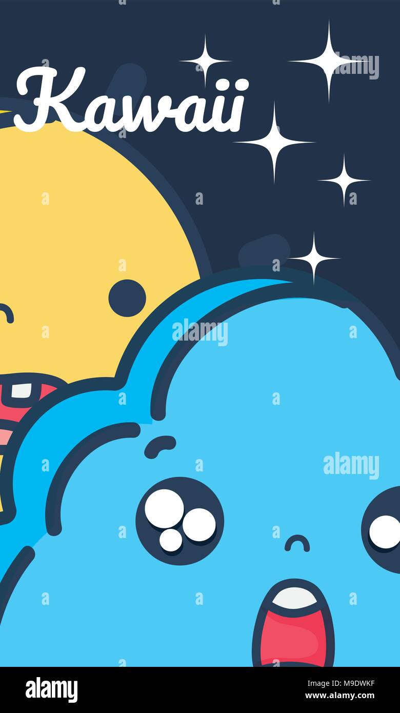 Cute cloud moon kawaii Stock Vector Images - Alamy