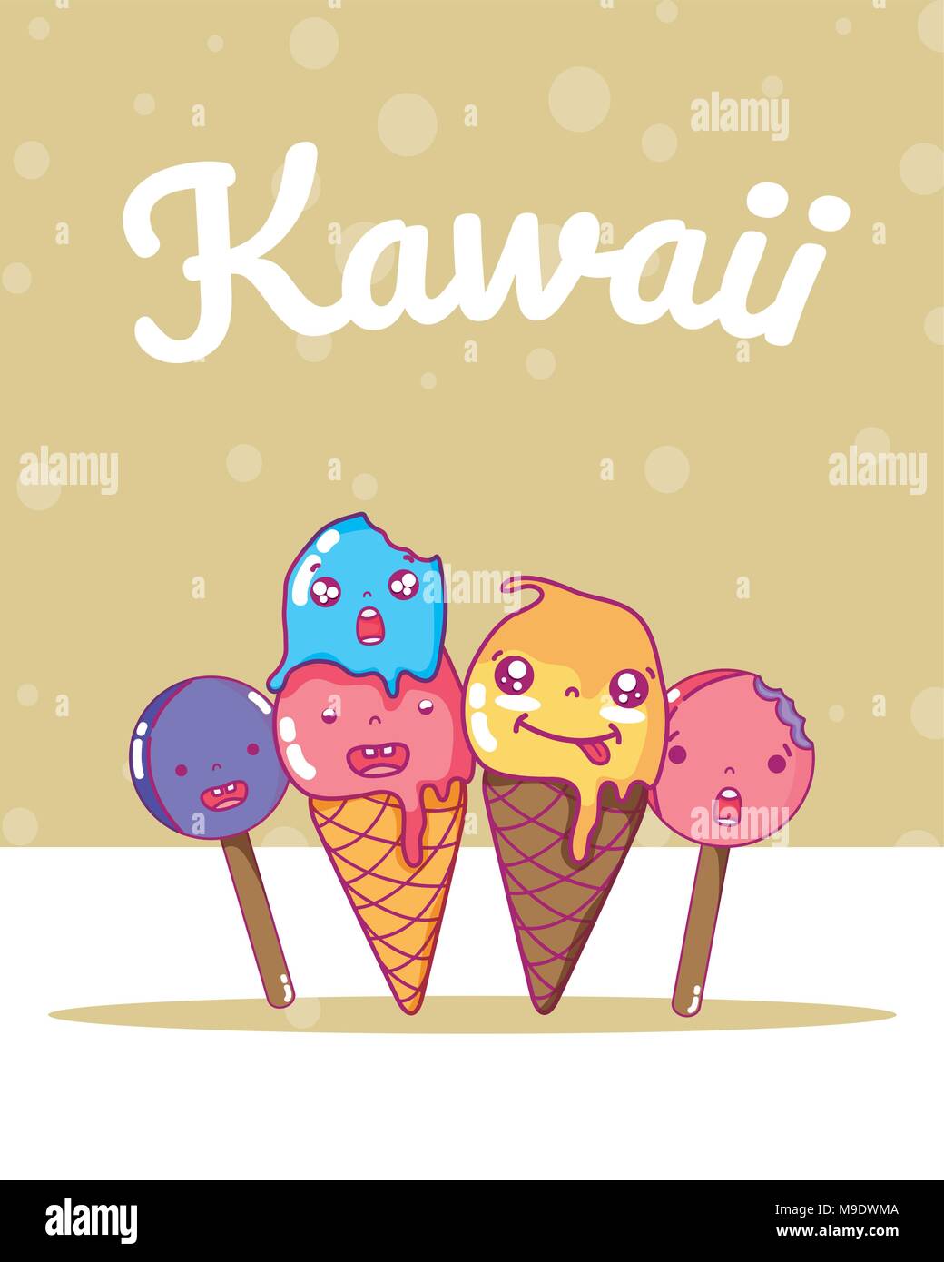 Ice cream cute kawaii cartoons Stock Vector Image & Art - Alamy