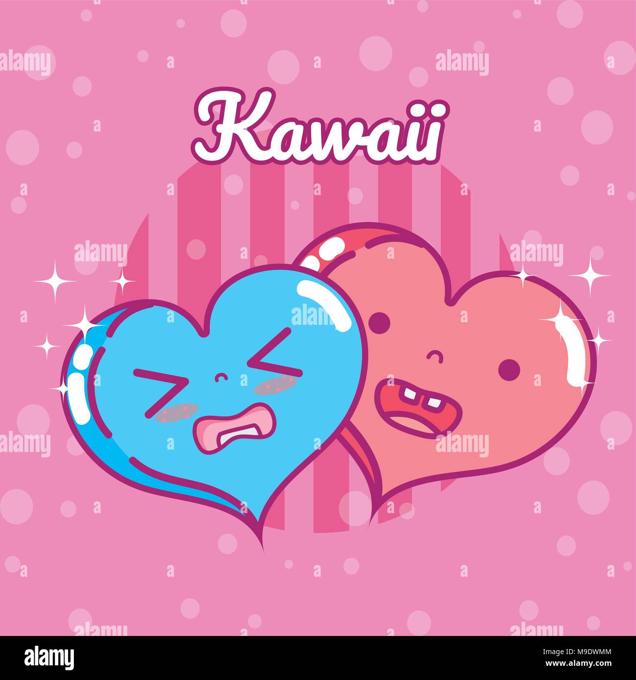 Cute hearts kawaii cartoon Stock Vector Image & Art - Alamy